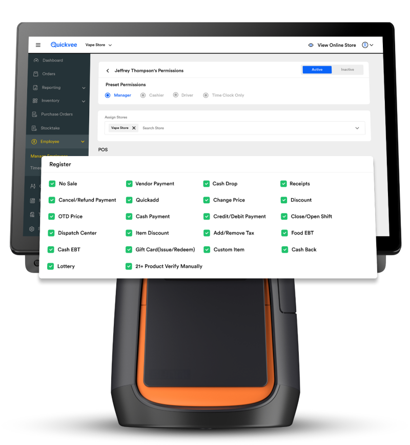 Quickvee | Smoke & Vape Store POS & Online Ordering Features