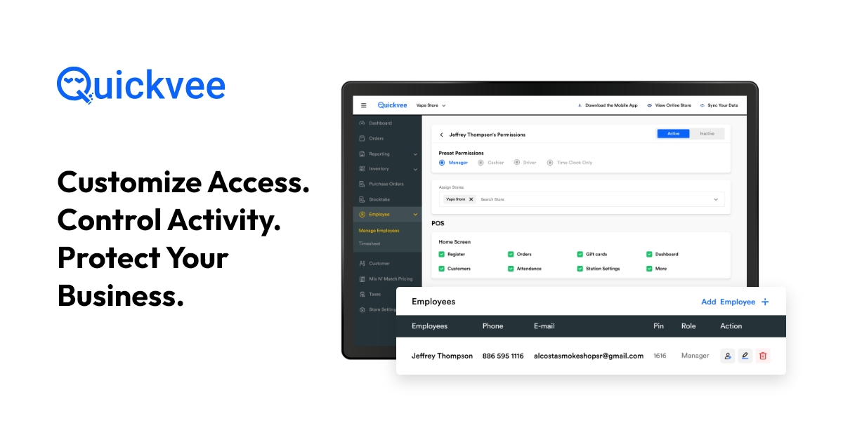 Quickvee POS Employee Management | Access Control & Staff Accountability